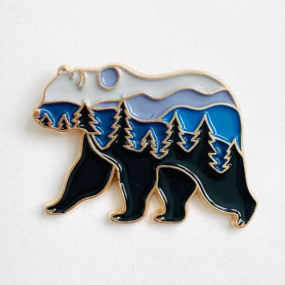 pricklyfinds | Jewelry | 84 Nature Grizzly Bear Forest Enamel Pin ...